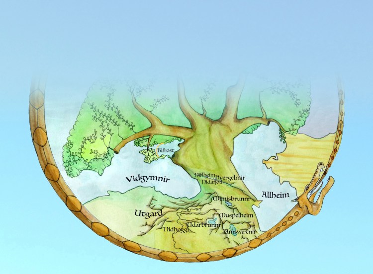 Yggdrasil, the World Tree of Norse mythology. – Yggdrasil and Middle World